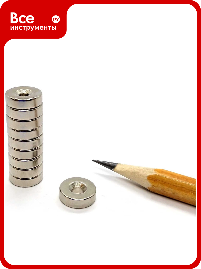 Неодимовый магнит-диск Проф-Магнит NdFeB 10x3 мм, с зенковкой 5/3 мм, 10 шт. D10x3x3 зенк_10