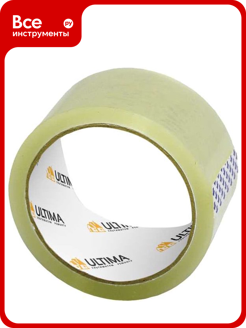 Клейкая лента упаковочная ULTIMA 40 мкм, прозрачная, 50 мм х 66 м Ulttapetr5066