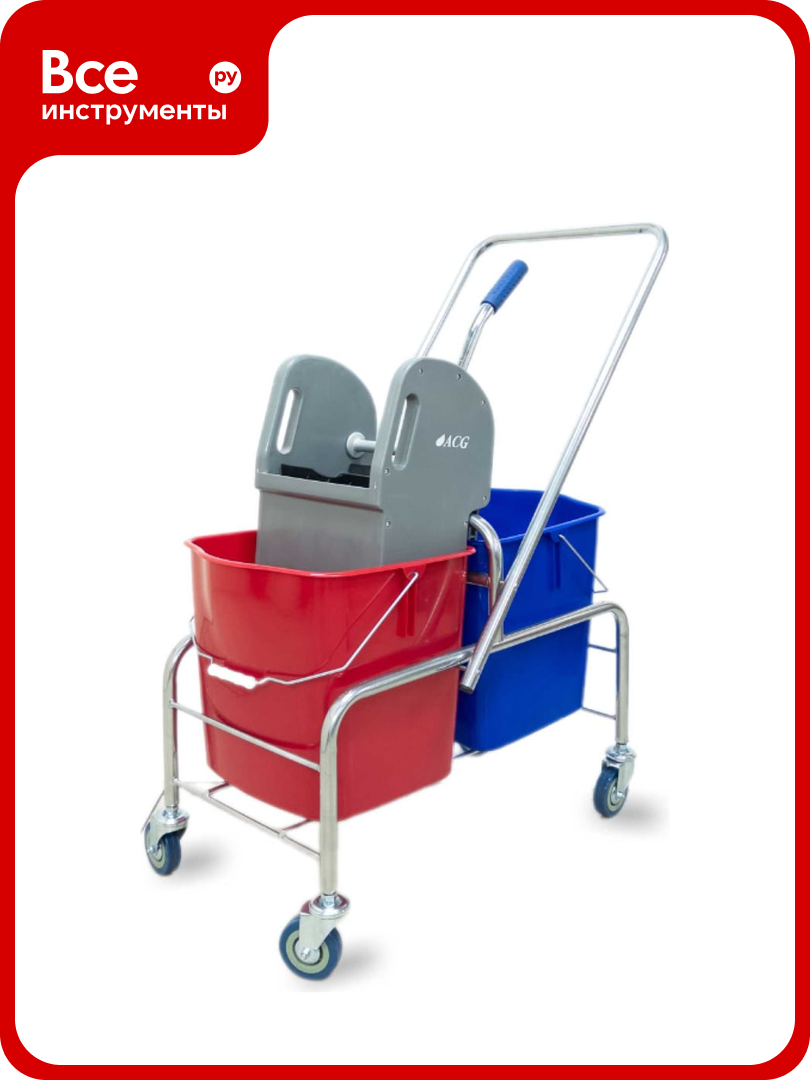 Уборочная тележка ACG 2 х 25 л, с отжимом, база хром 1028389