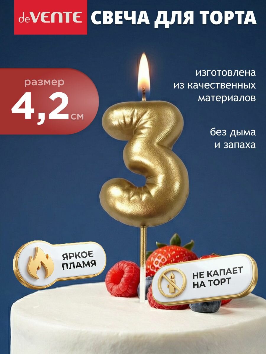 Свеча для торта на день рождение цифра в форме Воздушного шарика 4,2x2,9x1,4 см