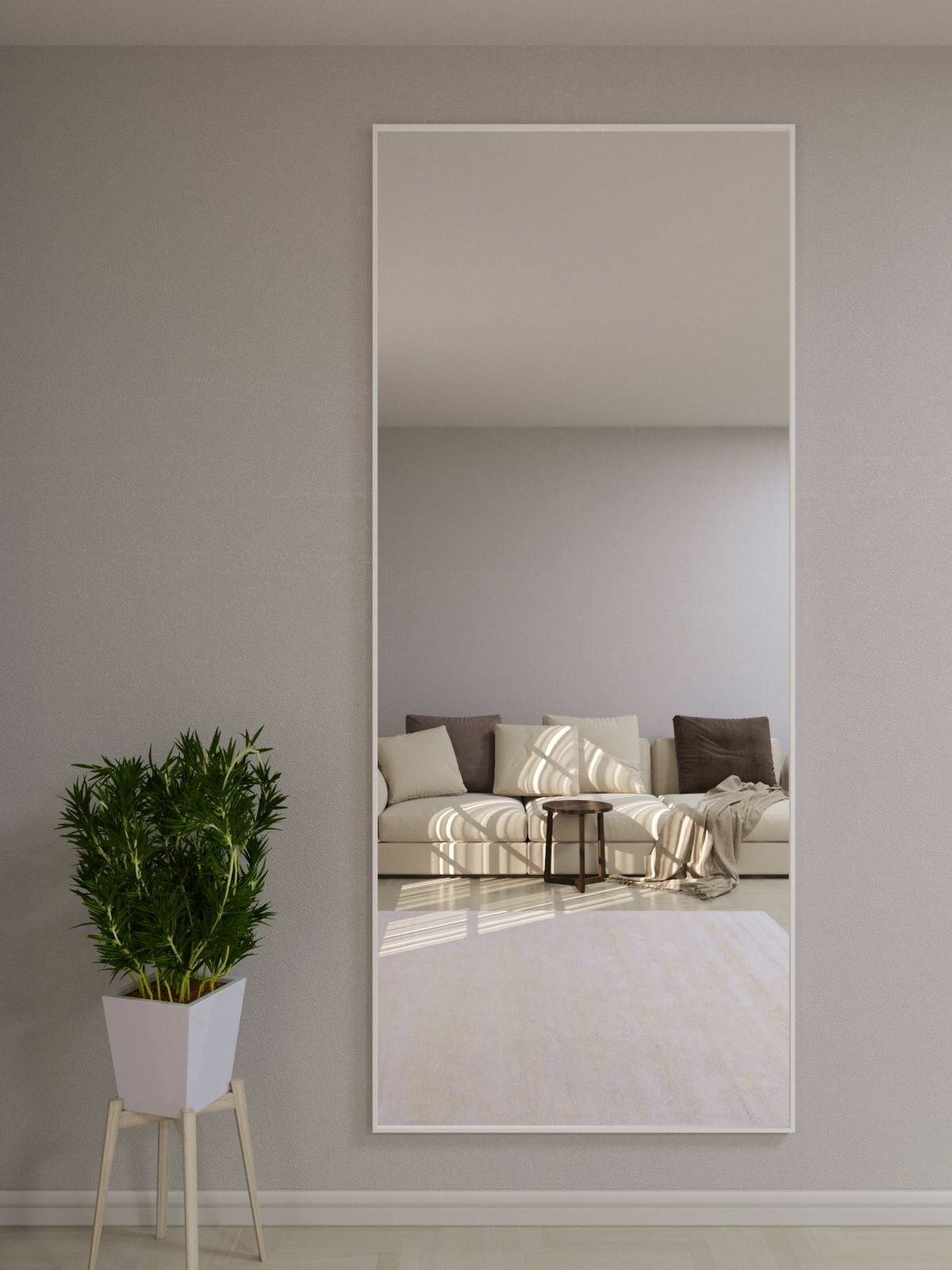 Зеркало настенное 240х100 см. белое в алюминиевой раме интерьерное BLX MIRROR