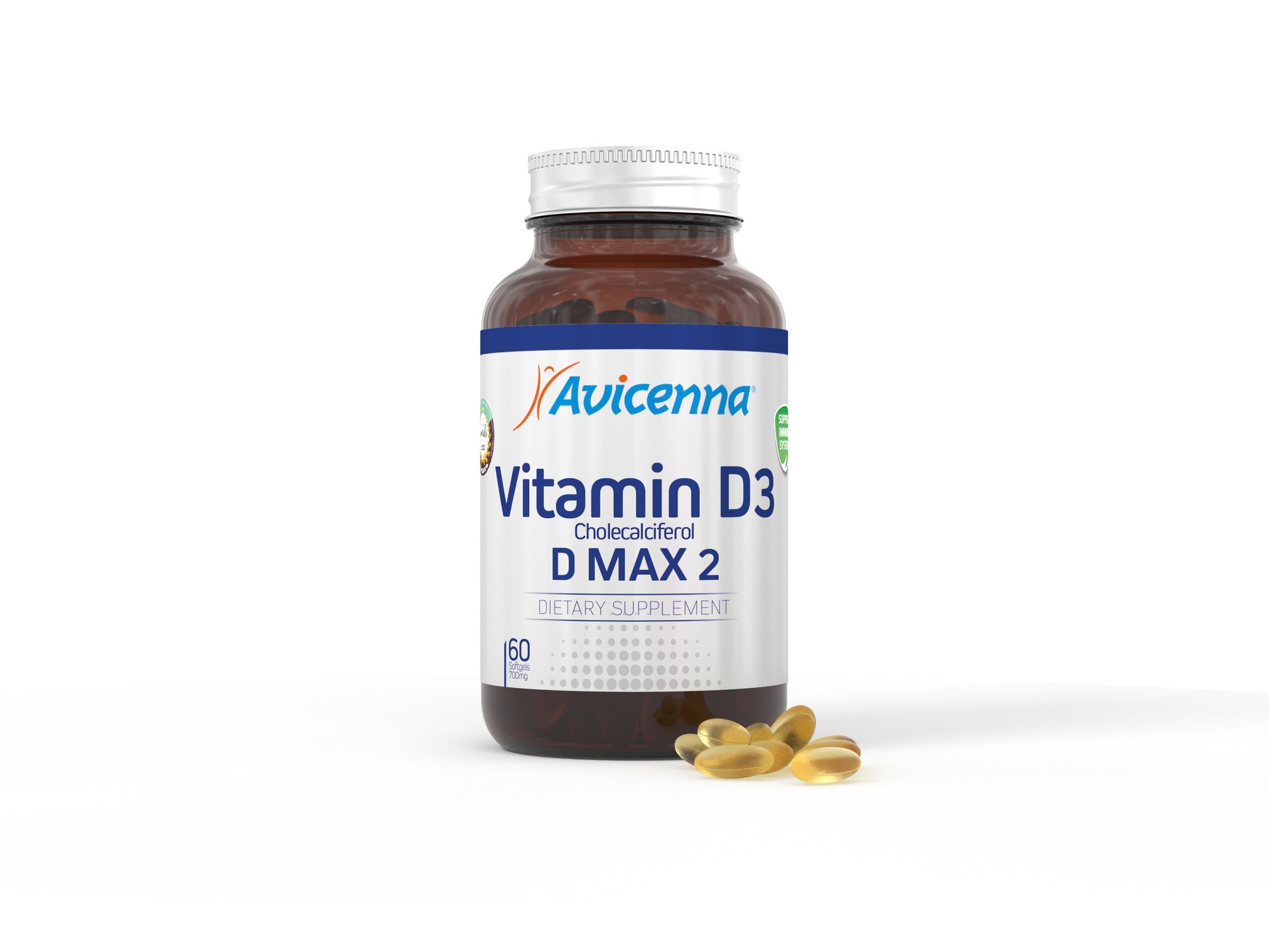 Витамин D3 2000 МЕ Avicenna D MAX-2, для ежедневной поддержки иммунитета и костей, 60 капсул