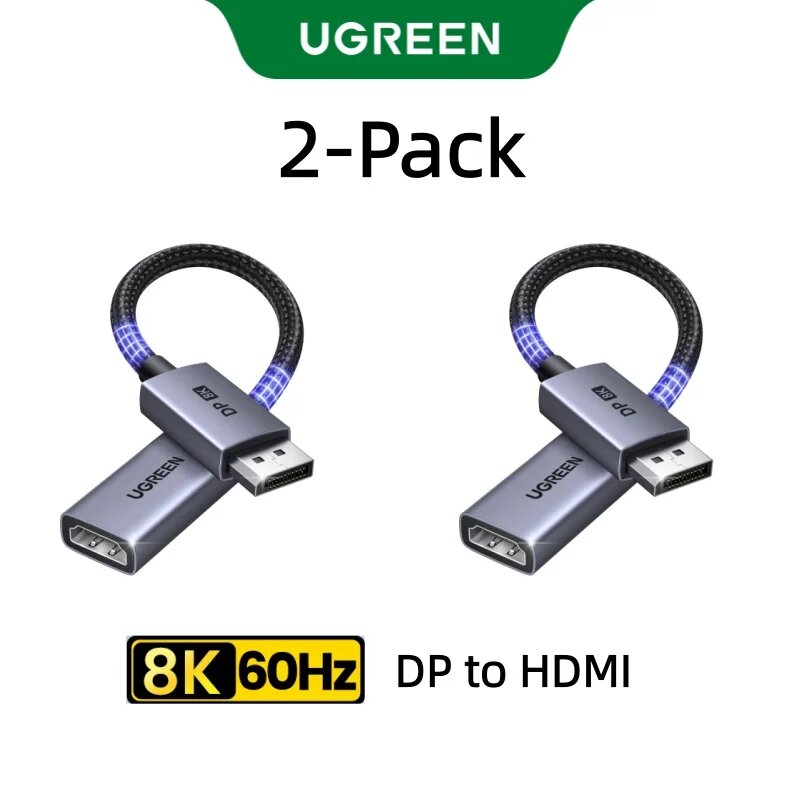 UGREEN 2-Pack адаптер DisplayPort в HDMI, 0.2m, цвет 2