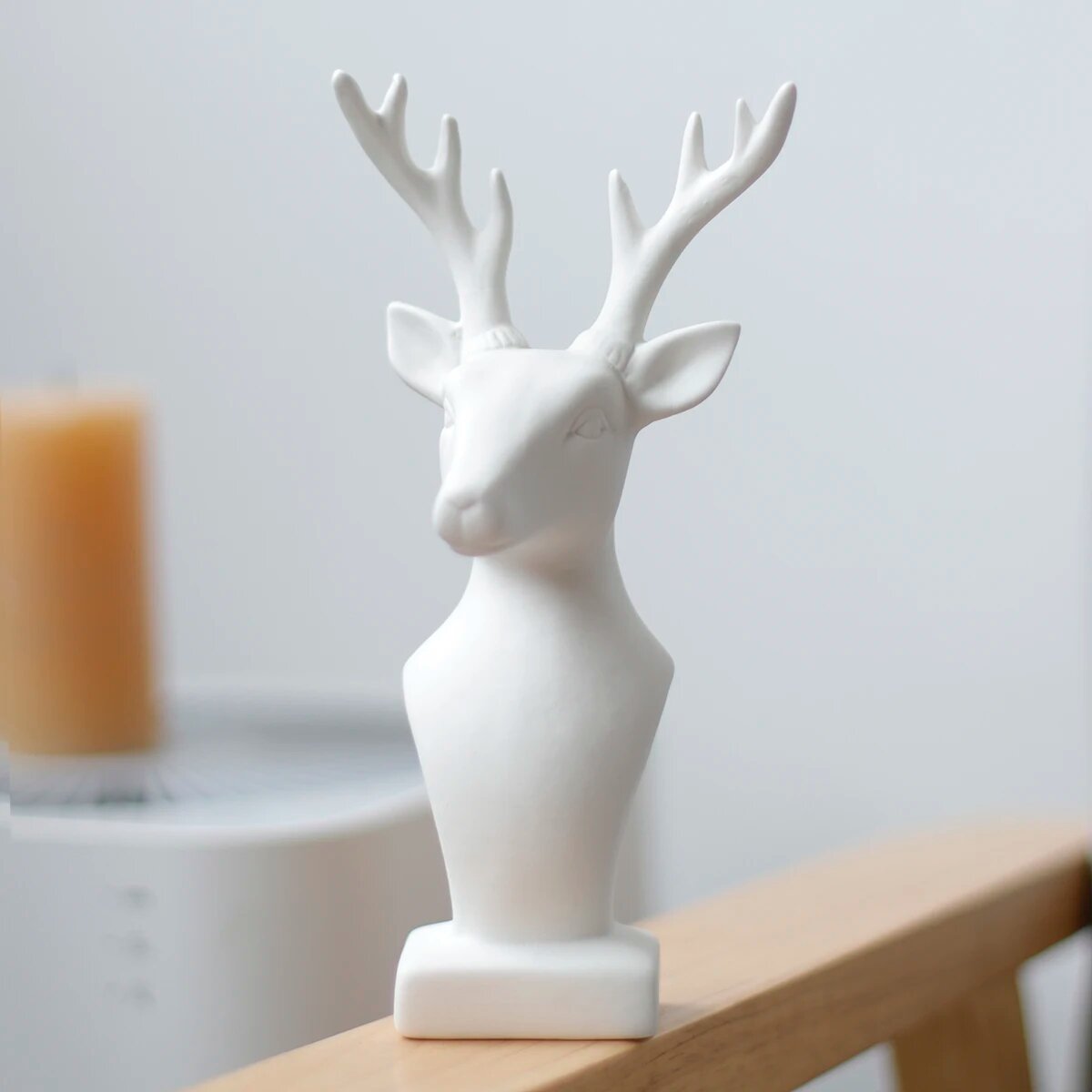 Европейский стиль, украшение в виде головы оленя, шикарная статуя оленя, животного, настольный декор, белая керамика, сказочный сад, украшения для дома