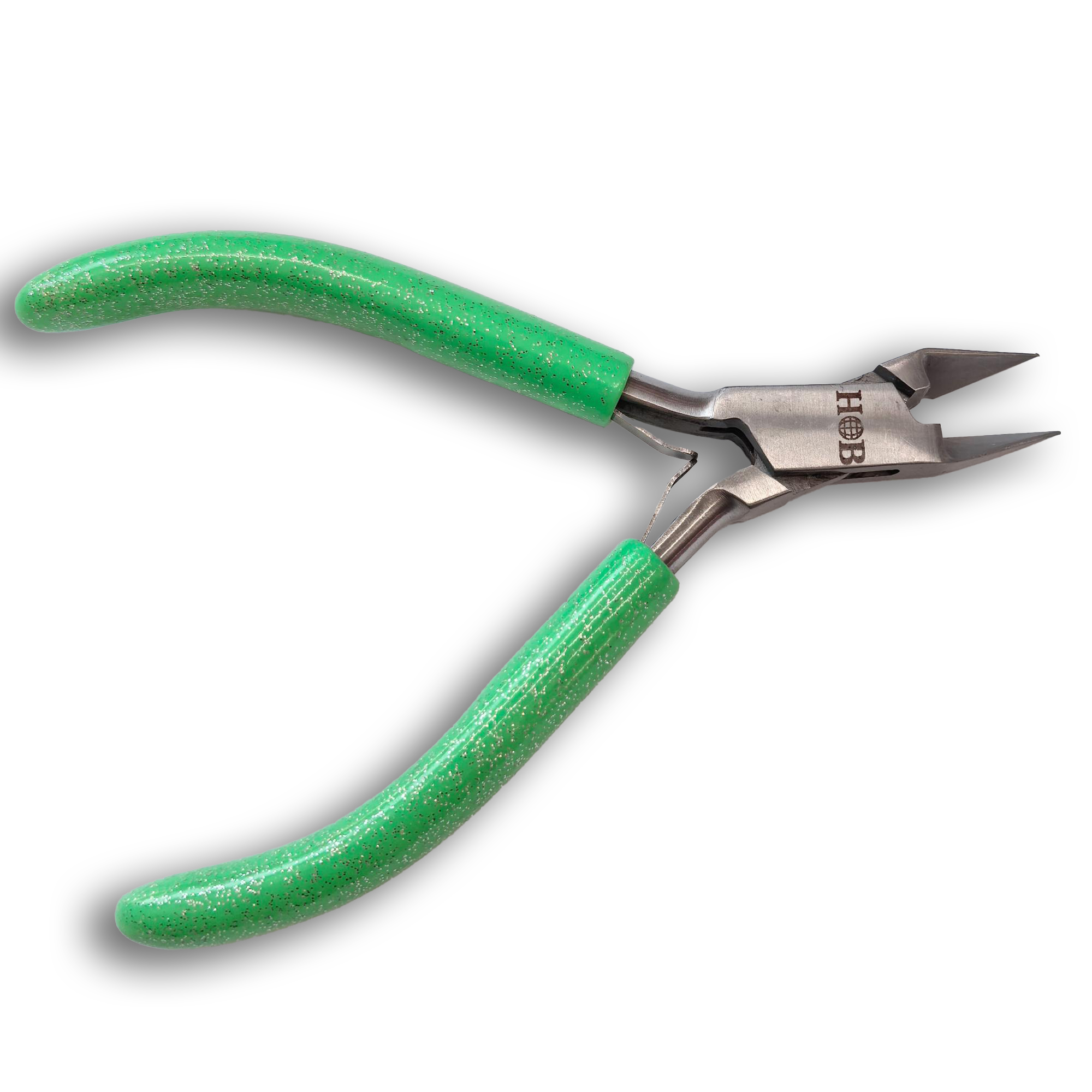 Инструмент кусачки, 130мм, бокорезы с клиновидной утонченной головкой, с салатовыми блестящими ручками, 1 шт.