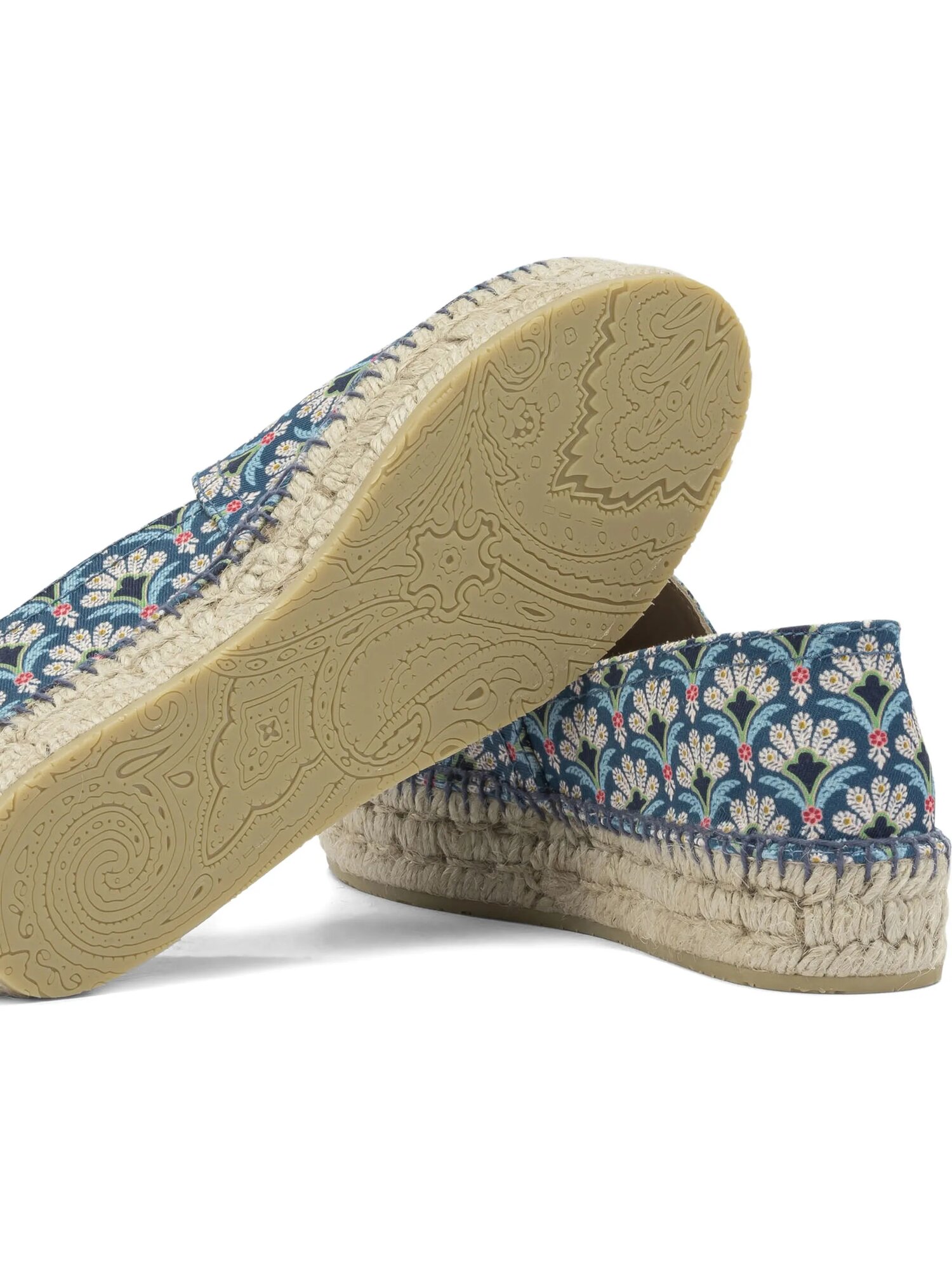 Эспадрильи ETRO Floral-print platform espadrilles, размер 40, blue — фото 1