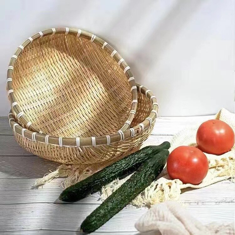 Бамбуковая плетеная совок для мусора, корзина для хранения булочек, бамбуковые изделия, плетеная корзина для мытья овощей, корзина для слива воды, корзина для мытья риса, фруктовая корзина, маленькая корзина