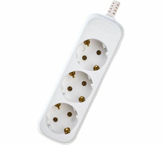 Колодка ЭРА Б0028338 KX-3e, 3 розетки с заземлением, белый цвет