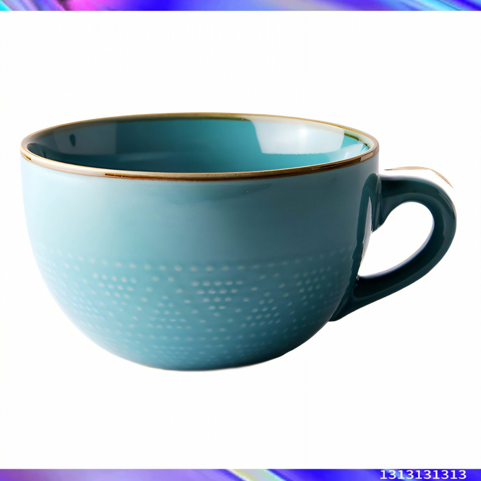 Термостойкая керамическая супница с крышкой и ручками, синий эксклюзивный дизайн, объем 600 мл