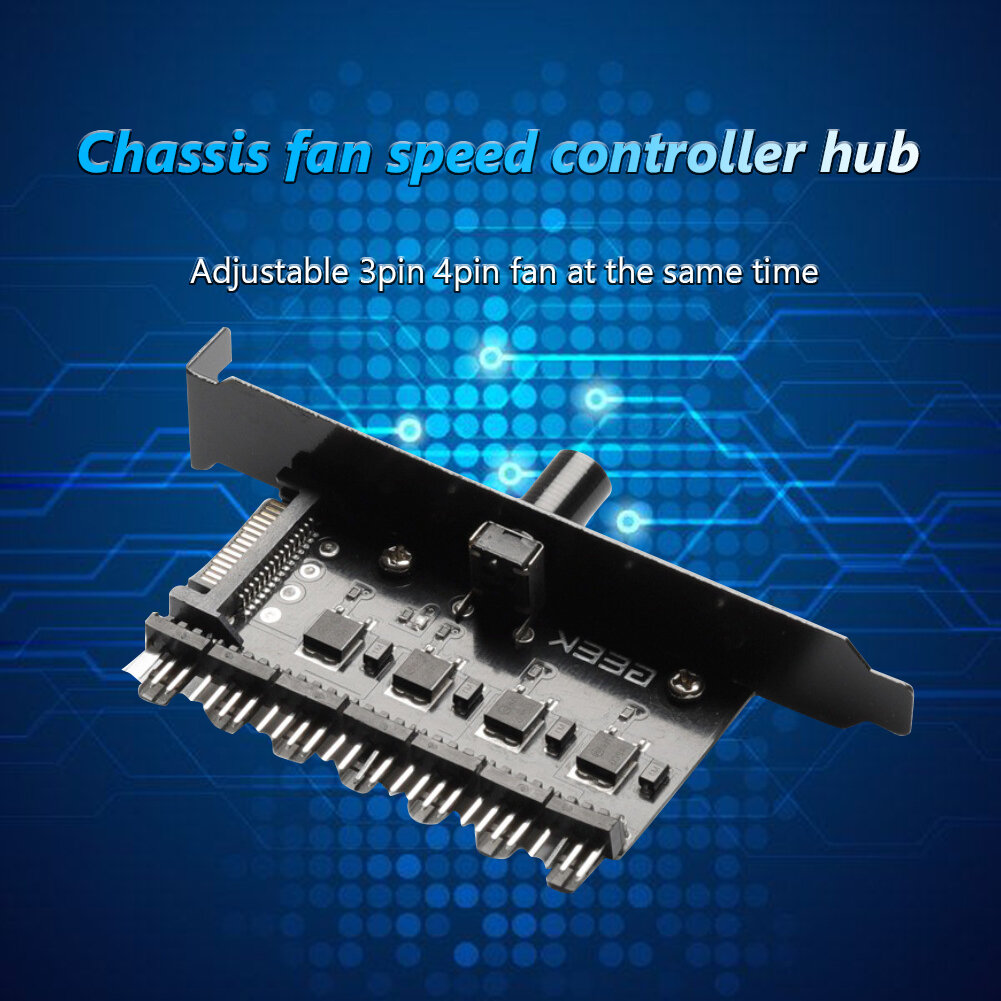 Устройство регулировки оборотов кулера, 7 подключений, ручной регулятор, до 72 Вт