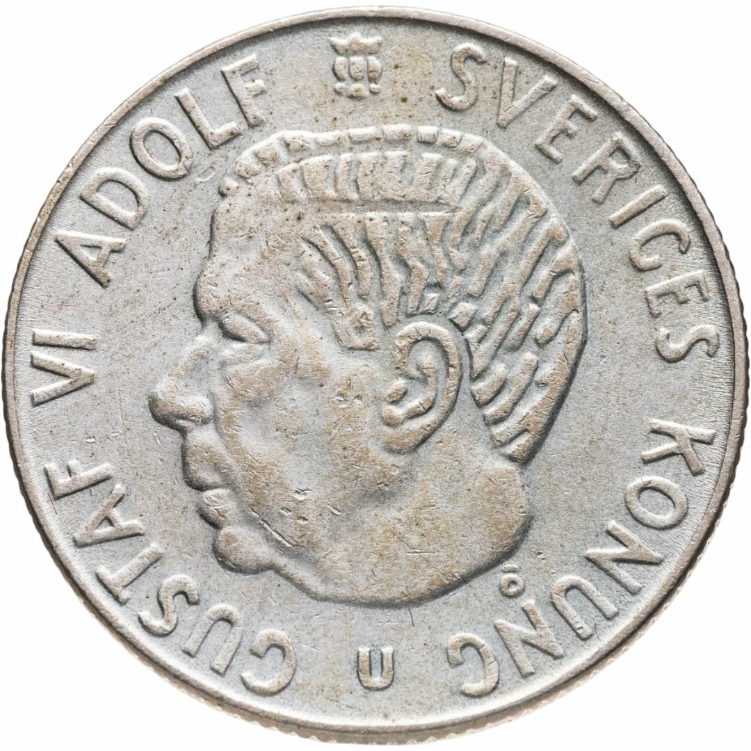 Швеция 1 крона krona 1967 U, Серебро 400, в сохранности XF