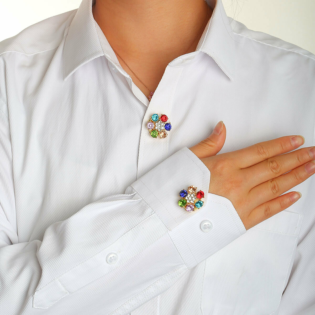 Накладки декоративные клипсы для пуговиц, Накладки на пуговицы, Аксессуары для одежды, Запонки со стразами 2 Шт