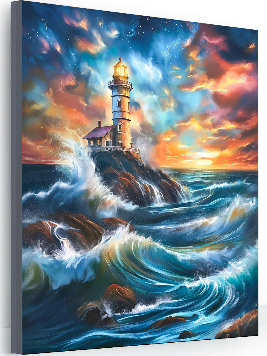 Картина по номерам маяк в море 40х50 на подрамнике