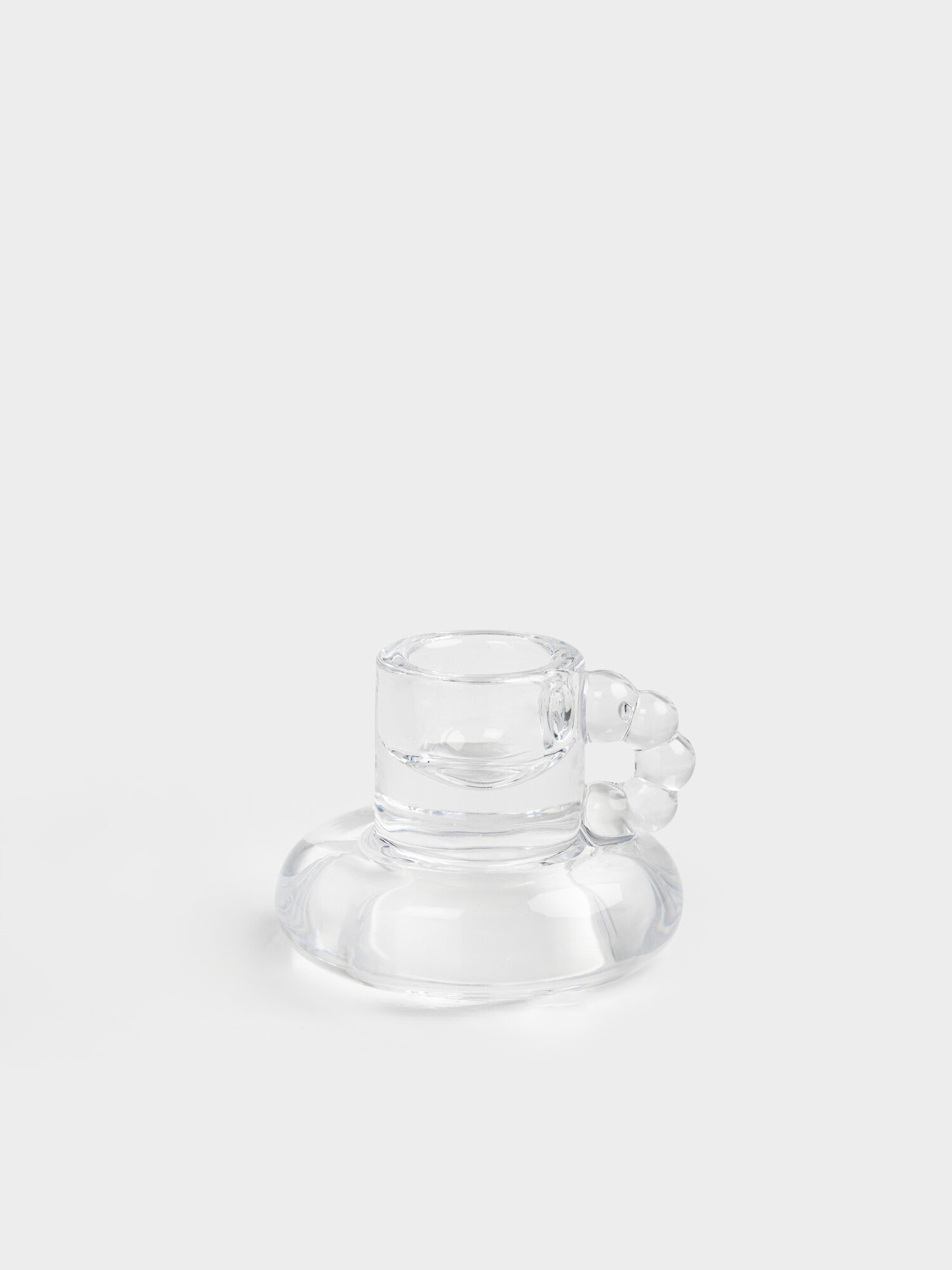 Подсвечник, 7x5 см, для тонкой свечи, с ручкой, стекло, Clear, Kuchenland