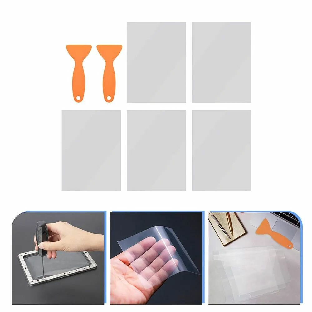 Набор FEP Пленок И Скребков, 7 Штук, Для 3D Принтеров, Термостойкий, Гладкая Поверхность