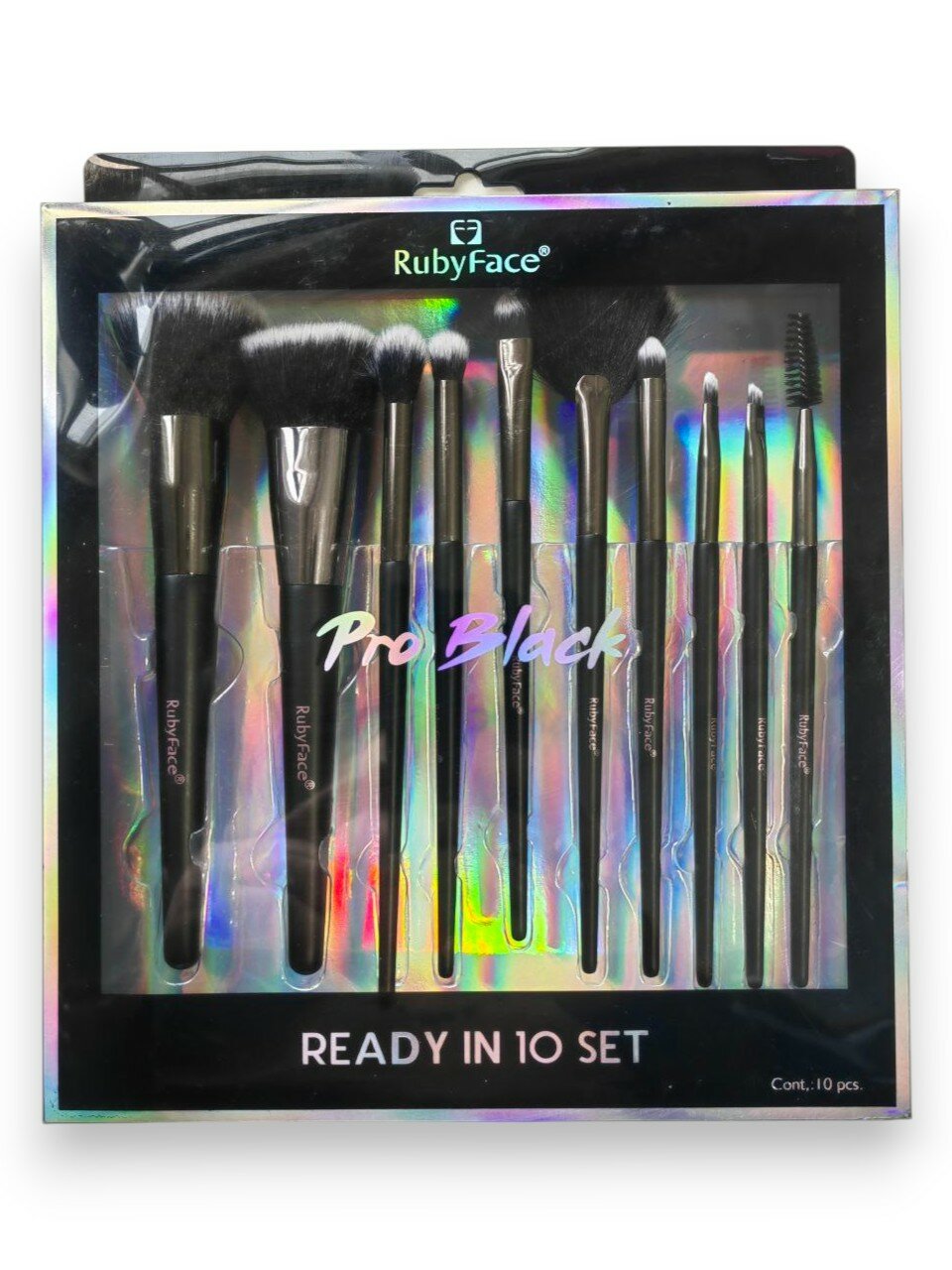 Pro Black, Набор 10 кистей для макияжа, Ruby Face