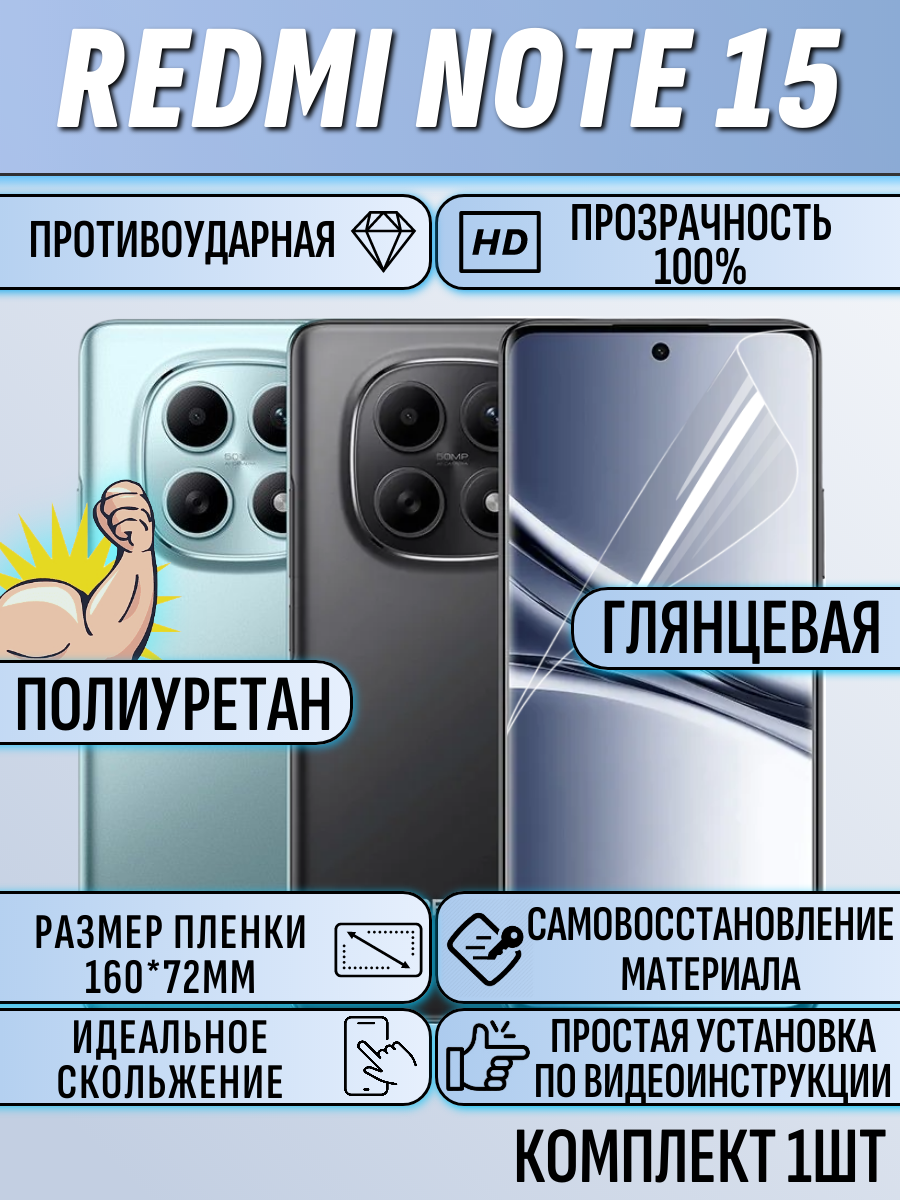 Гидрогелевая пленка Redmi note 15 глянцевая