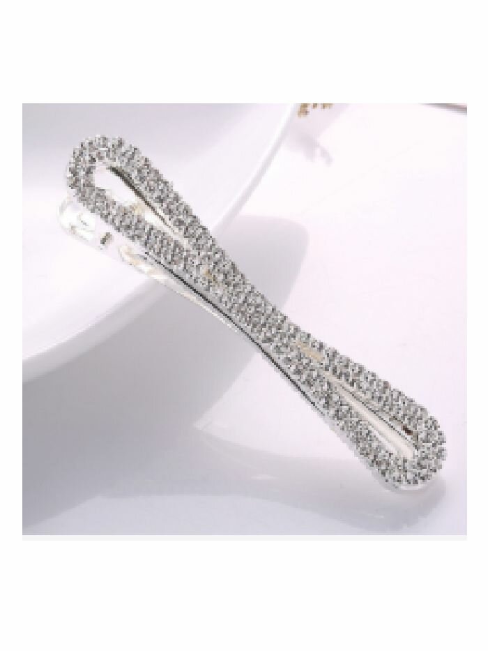 Заколка для волос со стразами 8х1,5см