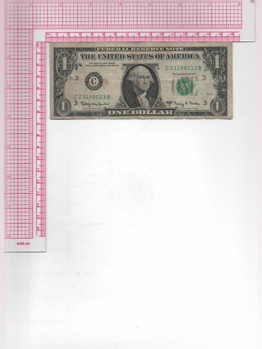Купюра Банкнота 1 доллар США 1963 год . Оригинал