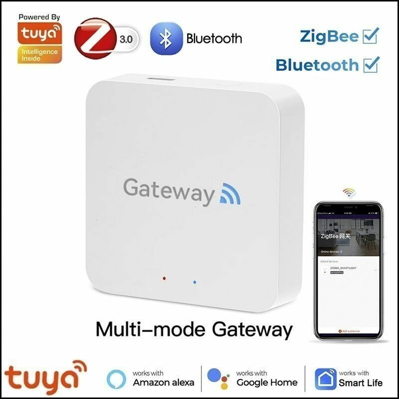 Умный беспроводной шлюз Zigbee, хаб zigbee3.0 + BLE5.0, Tuya
