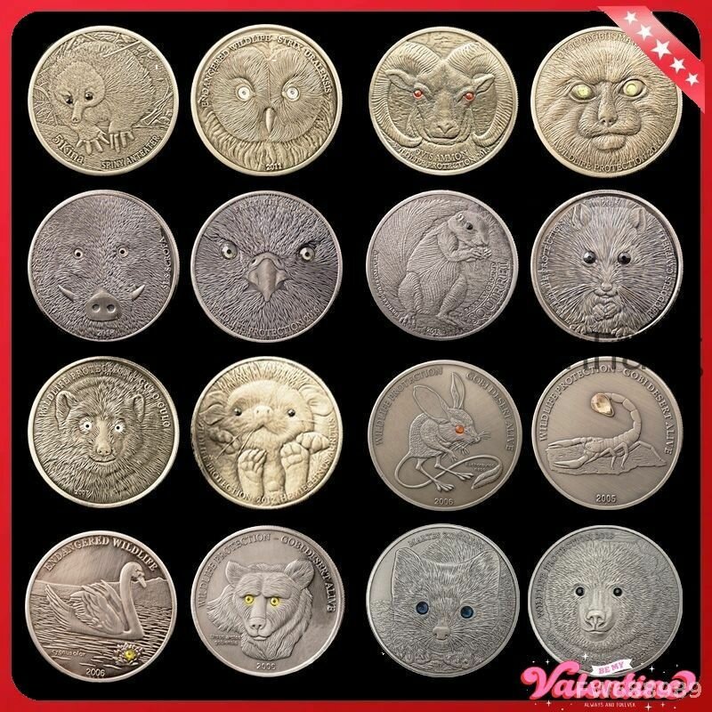 16 Монгольские животные с бриллиантами Памятная монета высокого рельефа с бриллиантами Серебряная медаль 500 тугриков