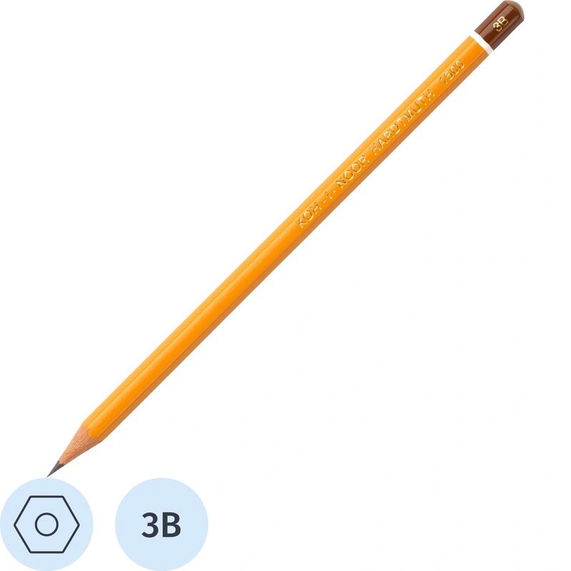 Карандаш чернографитный KOH-I-NOOR 1500/3B б/ласт, Чехия