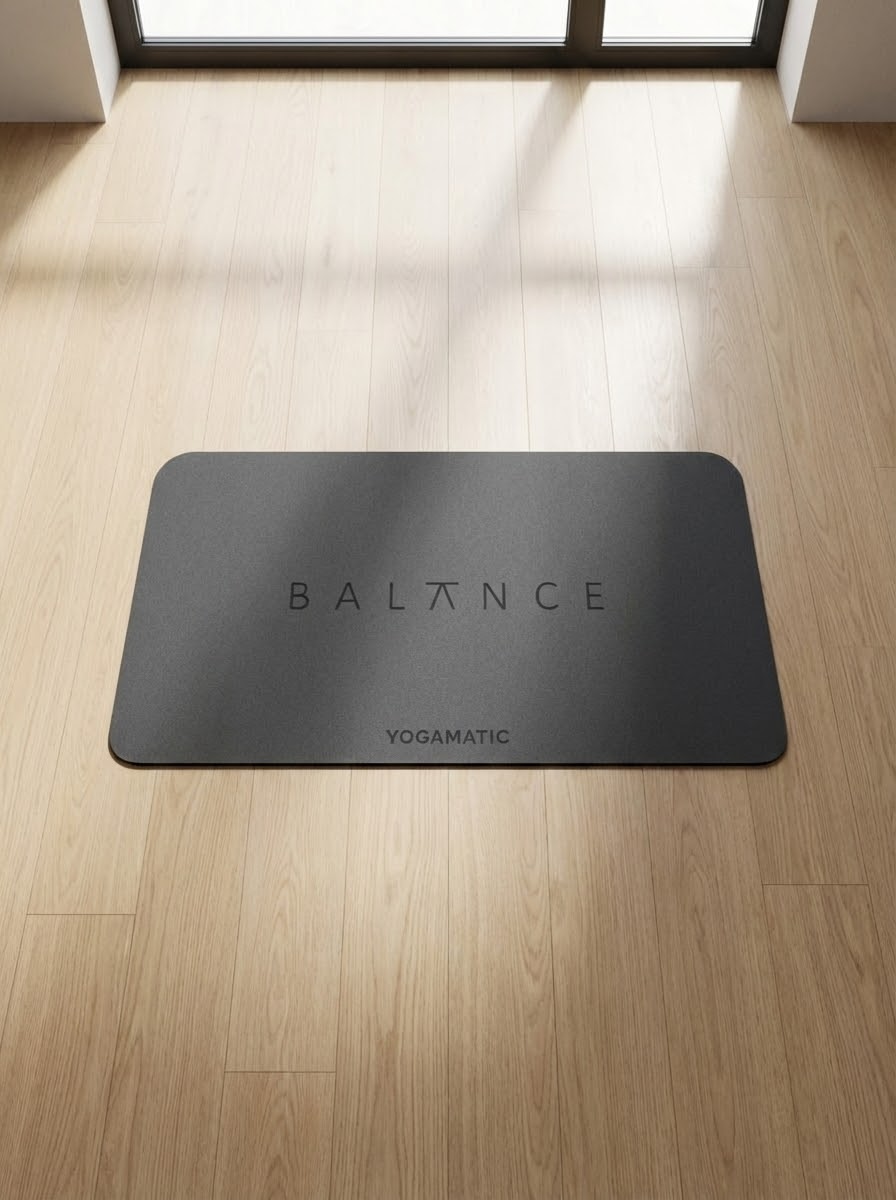 Мини коврик для йоги Yogamatic Balance Pad Grey, 68х45х0.4 см, темно-серый, защита коленей