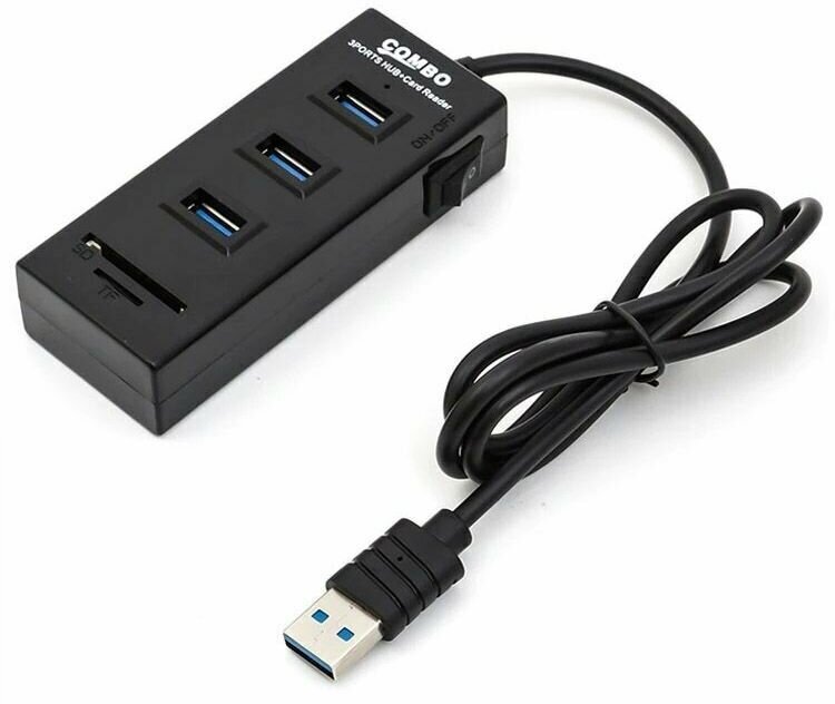 Разветвитель USB HUB + Card Reader microSD, TF, SD, Орбита OT-PCR05, концентратор USB Хаб + картридер микро СД, (3 USB 2.0)