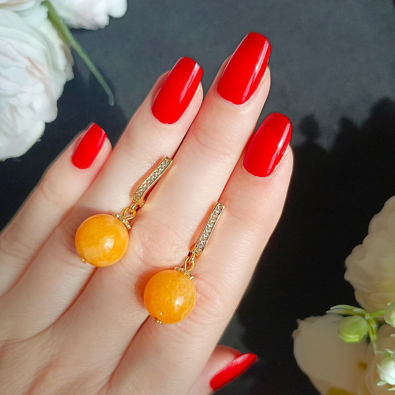 Серьги, халцедон