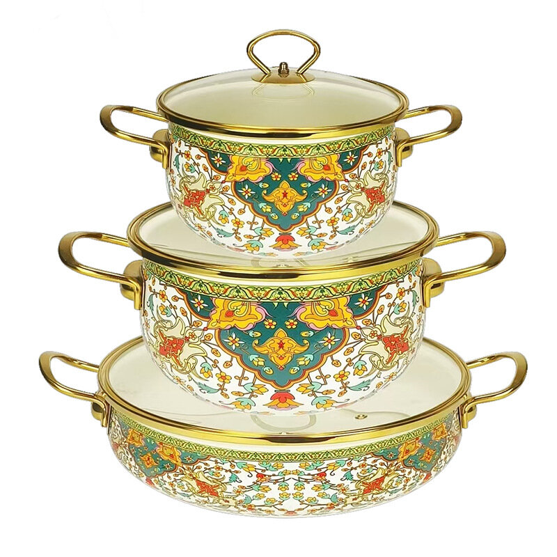 Набор из трех предметов для морепродуктов, супница, кастрюля для тушения, премиальный набор супниц из эмали
