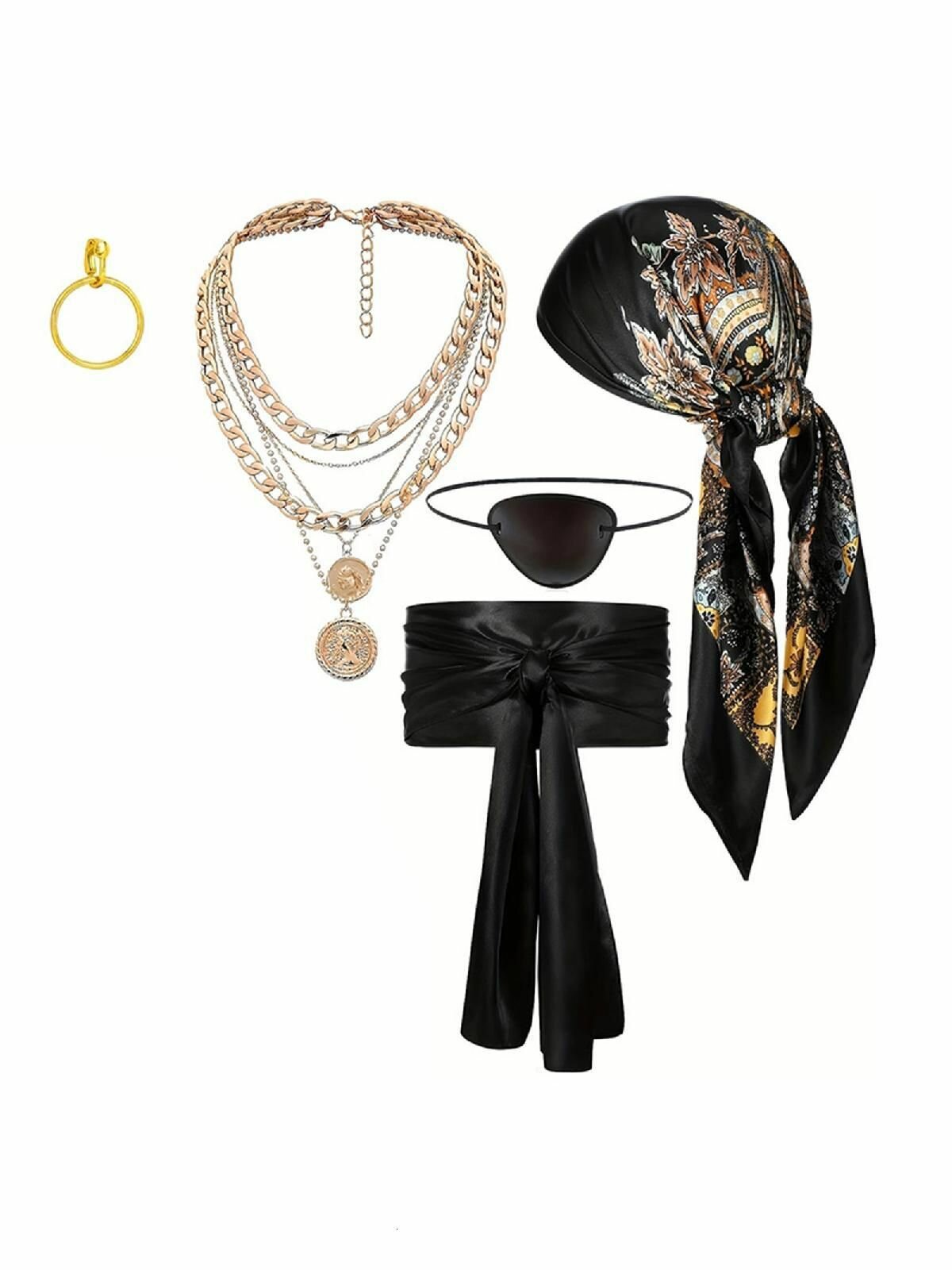 Пиратский костюм, Черный - набор из 5 частей