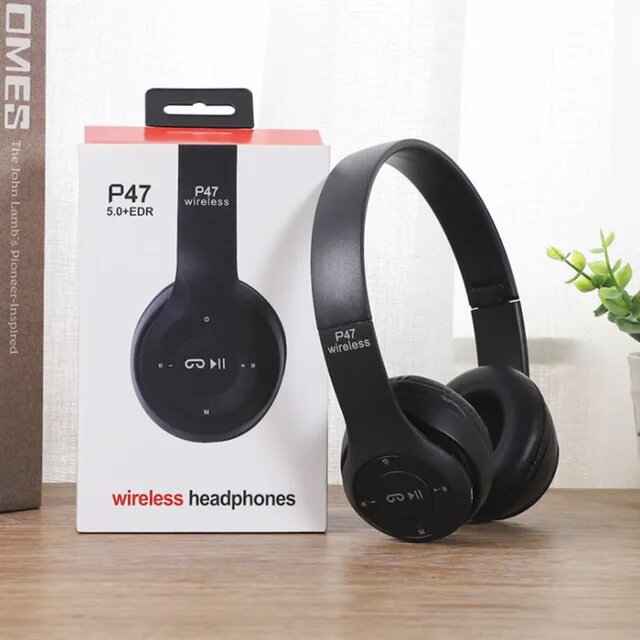 Наушники P47 Stereo Headphones 5.0 Bluetooth для iPhone и Xiaomi, складная серия, беспроводные спортивные и игровые наушники.