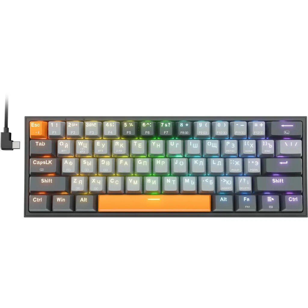 Клавиатура Redragon Fizz Pro, USB, Bluetooth/Радиоканал, серый [72601]