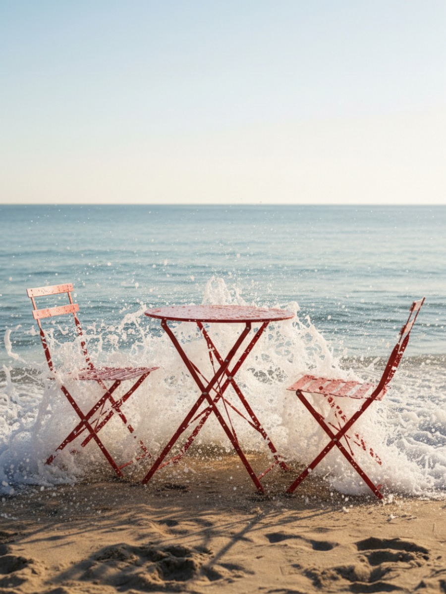 Набор садовой мебели ЦМ OTS-001R, металл, 2 стула, стол, красный цвет