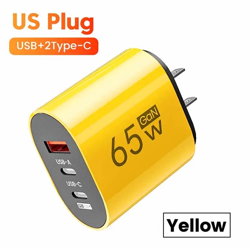 65W GaN зарядное устройство US, желтый