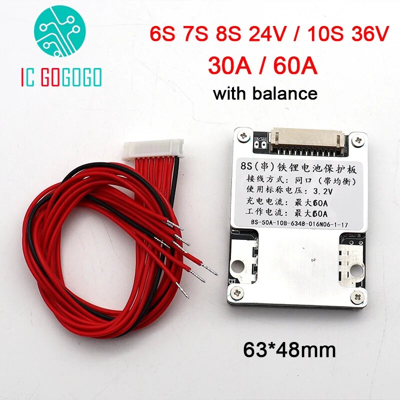 Плата защиты батареи Li-ion 10S 60A CHANGELIN