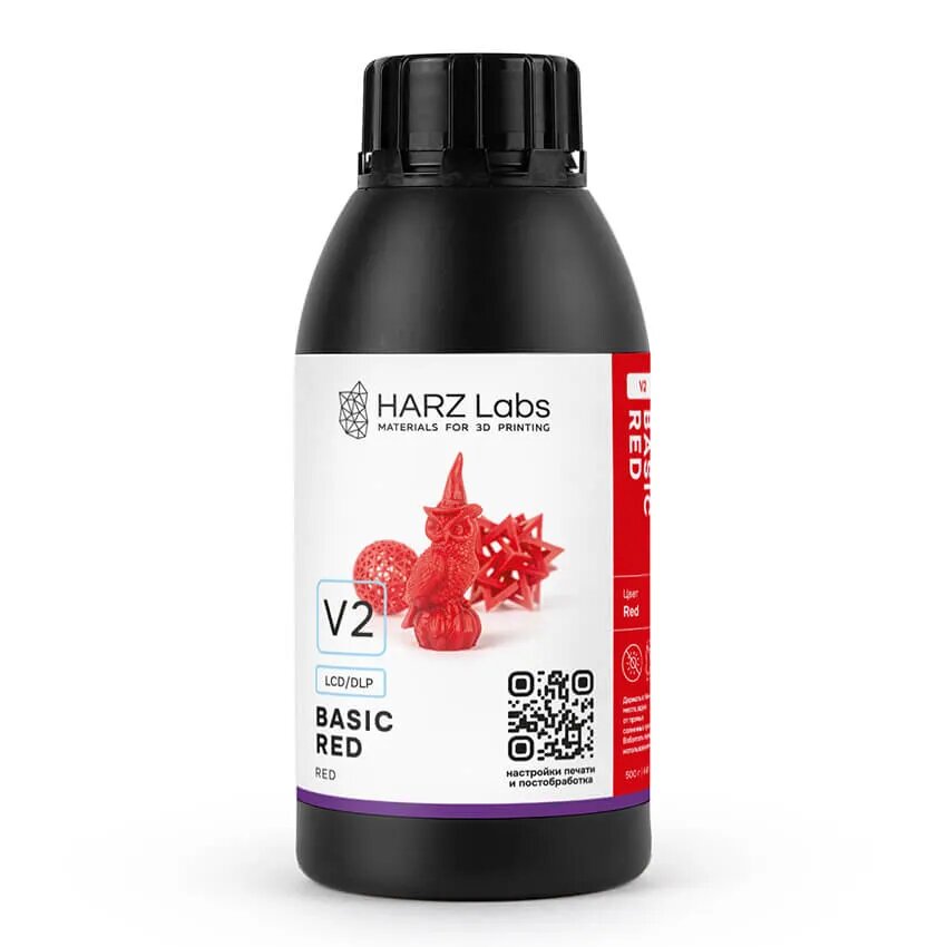 Фотополимерная смола HARZ Labs Basic Red V2, красный, 500 гр