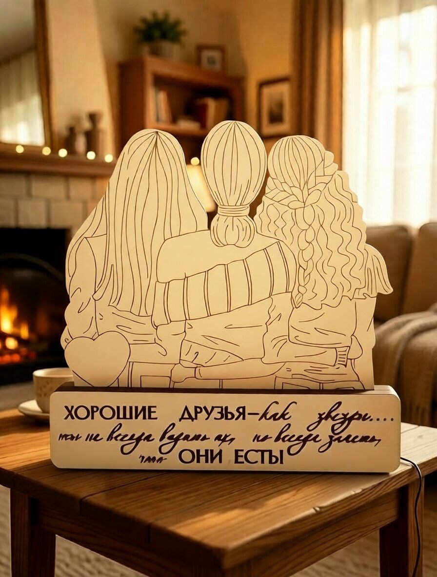 Декоративная статуэтка из дерева "Лучшие подружки", фигурка сувенир, подарок подруге на день рождения, Новый год.