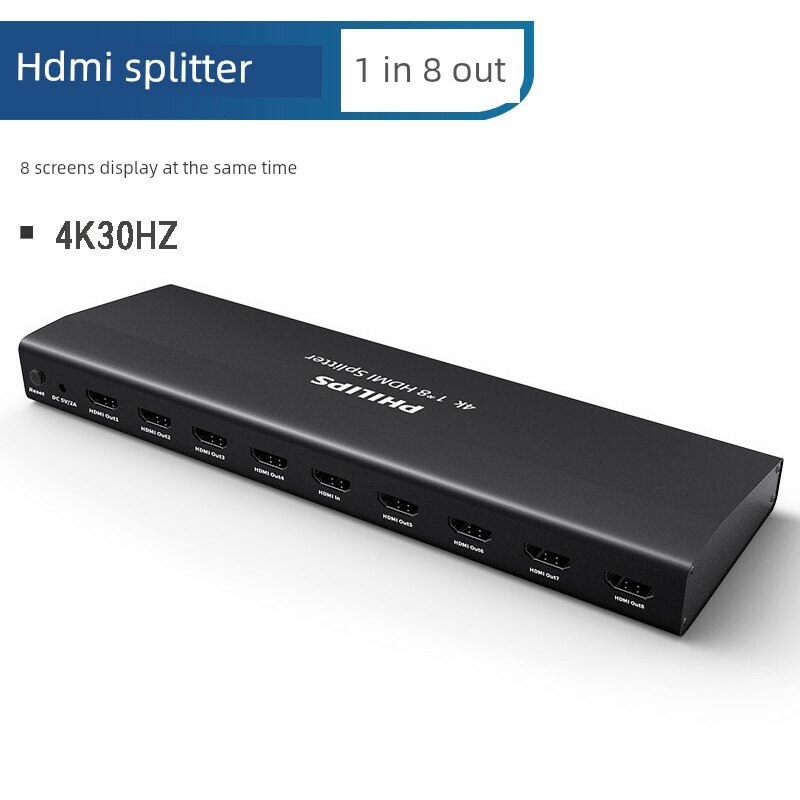 Philips HDMI распределитель 1x8 поддержка 4K Ultra HD алюминиевый сплав одинаковое отображение экрана для мониторов и