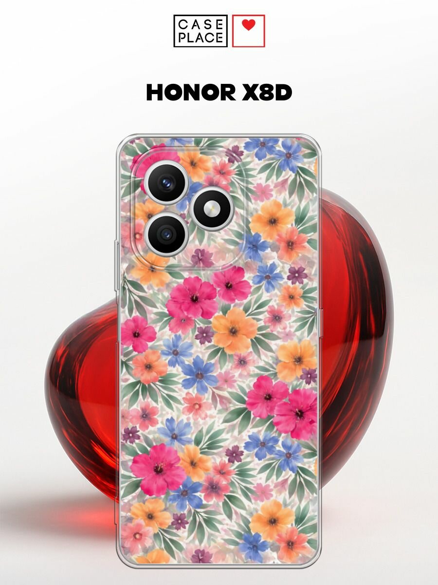 Чехол на Honor X8d / Хонор X8d с принтом Яркий цветочный фон