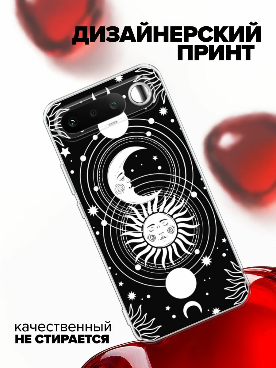 Силиконовый чехол на Realme 16 / Реалми 16 с принтом Дуэт Солнца и Луны — фото 1