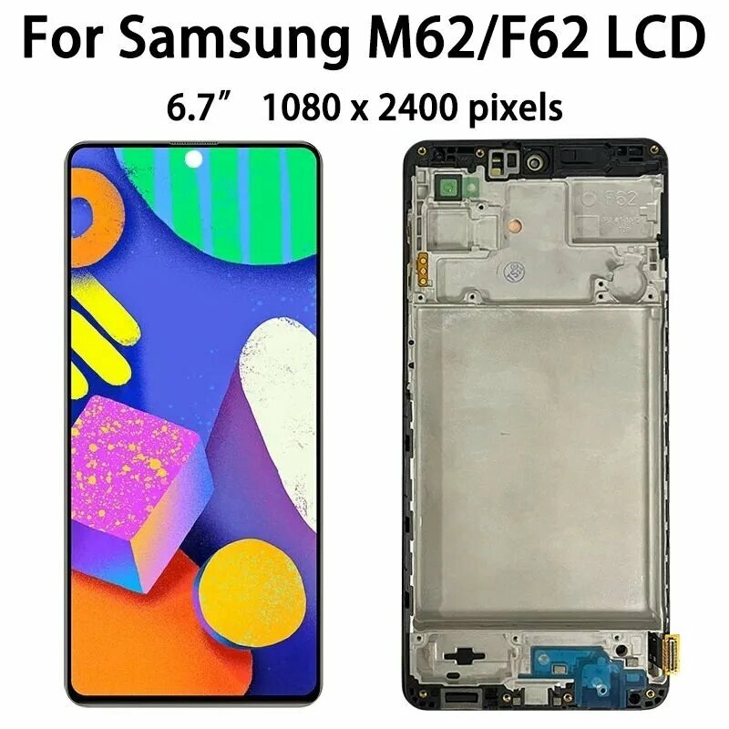 6,7-дюймовый OLED-дисплей для Samsung Galaxy F62, SM-E625F, SM-E625F/DS, Galaxy M62, SM-M625F, SM-M625F/DS, ЖК-дисплей с рамкой, сенсорный экран, панель управления.
