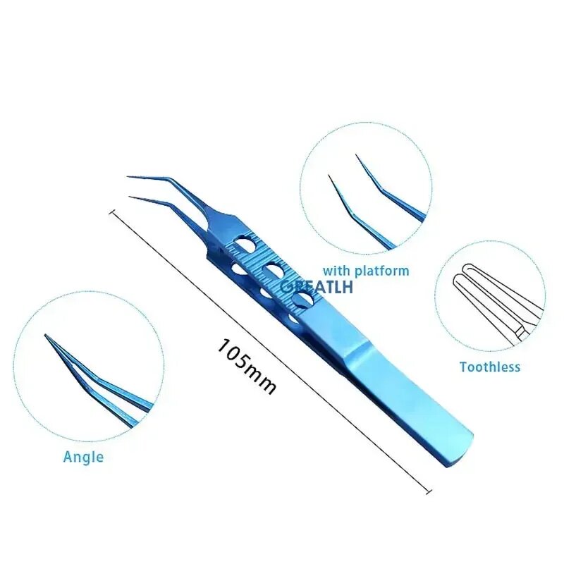 GREATLH Титановые офтальмологические пинцеты Angle Toothless