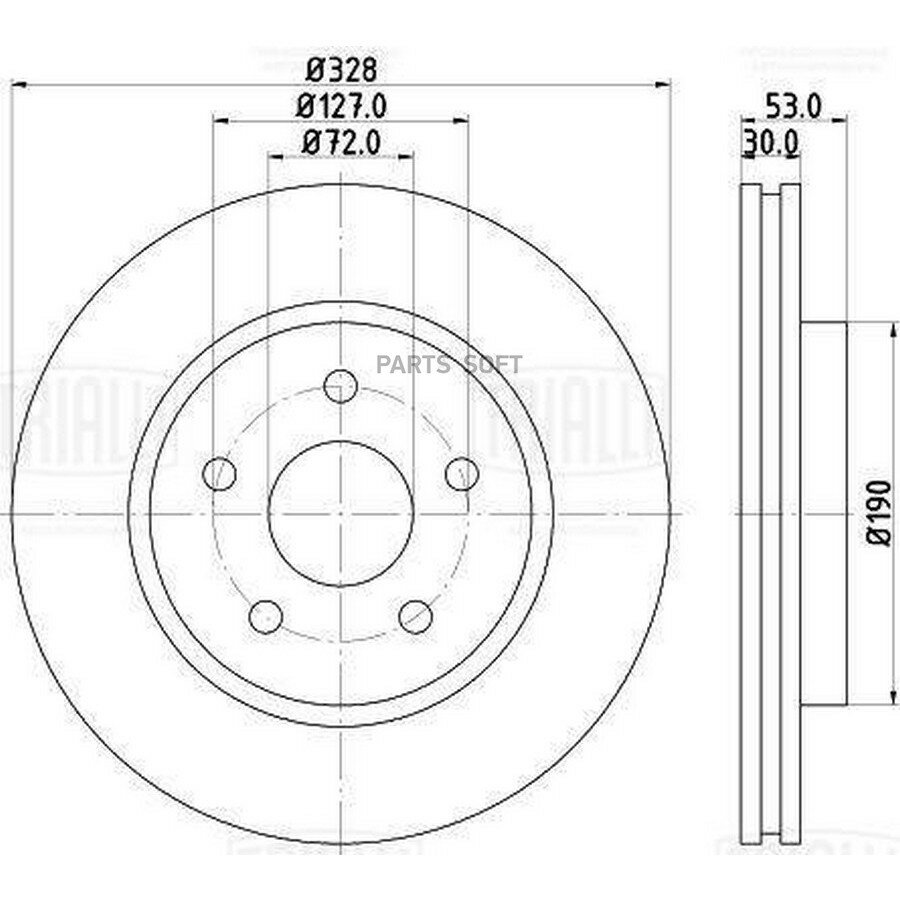 TRIALLI DF 073205 Диск торм. для а/м Jeep Grand Cherokee (05-)/Jeep Commander (06-) зад. d=320 (окраш)(DF 073205) 2шт