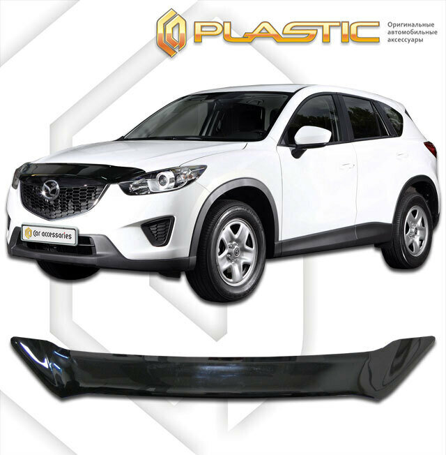 Дефлектор капота Mazda CX-5 2012 2017 Черный глянцевый СА Пластик