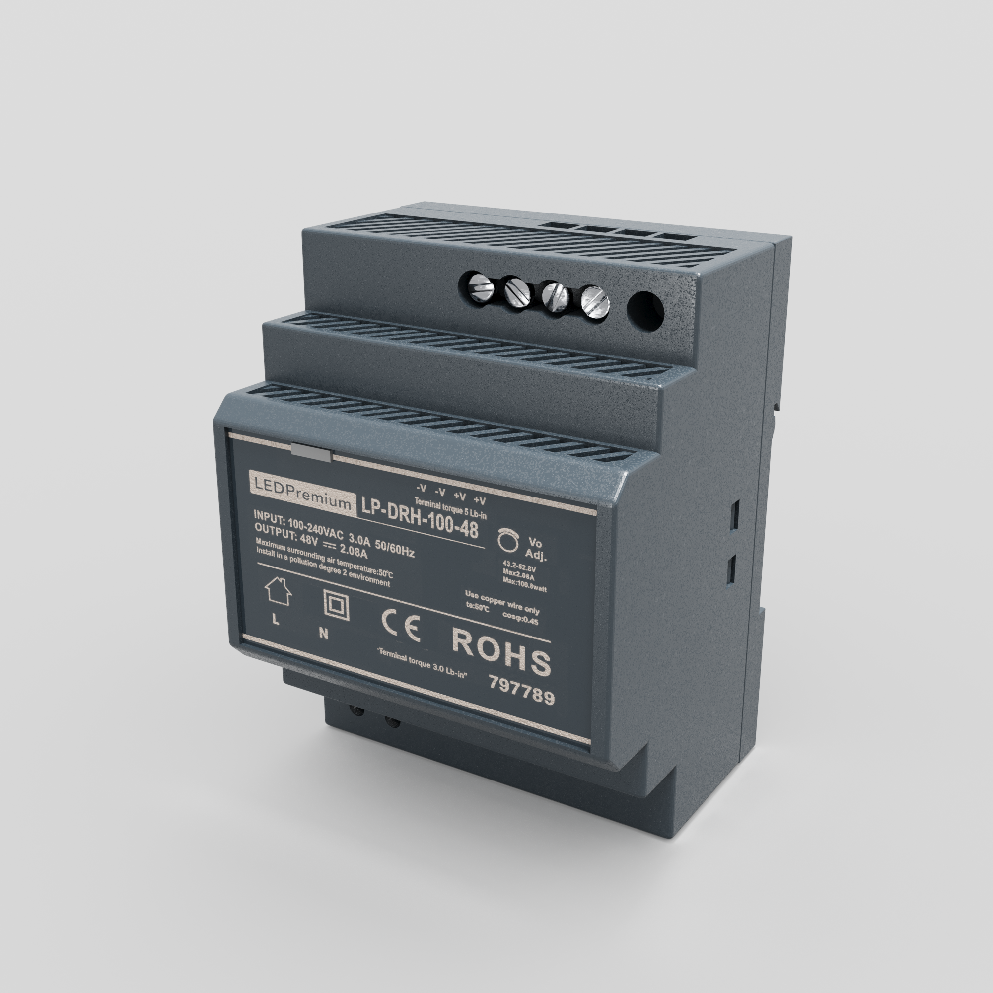 Источник напряжения ShopLEDs Блок питания на DIN-рейку SL-DRH-100-48 (48V, 2.08A, 100W, IP20)
