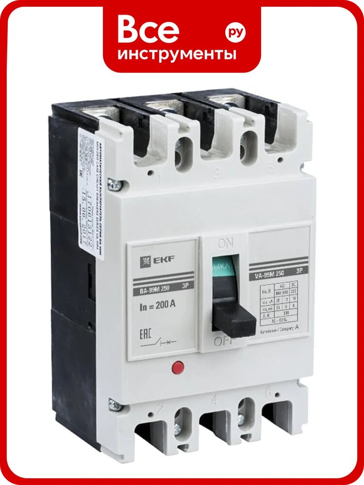Автоматический трехполюсный выключатель EKF ВА-99М/250 125А РЭ1250А mccb99-250-125m 169992356