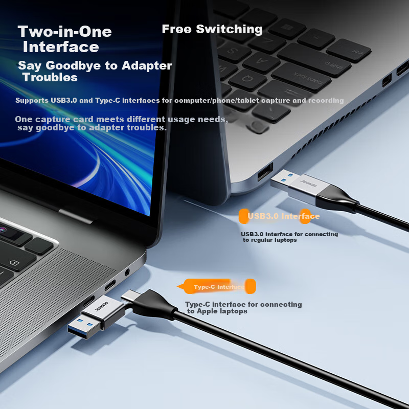 Jemdo 4K HDMI-карта захвата USB 3.0 Type-C для стриминга PS5 ноутбука и мобильных устройств Цвет：Универсальная карта