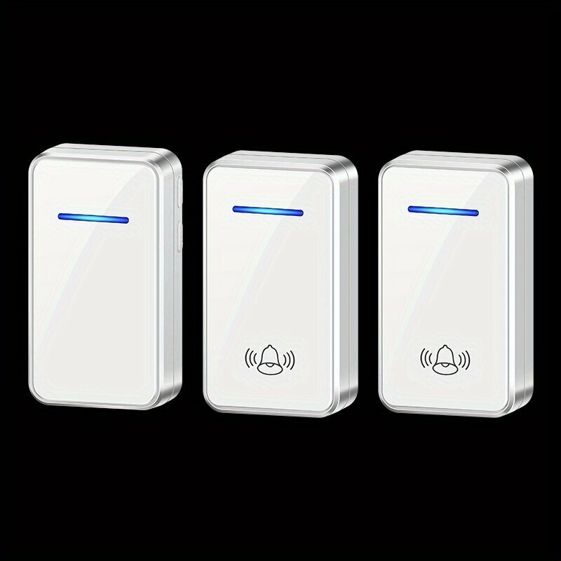 Беспроводной дверной звонок мини, белый, 2 передатчика и 1 USB-приемник, дальность 152.4 м, 60 мелодий, 5 уровней громкости, LED фонарик
