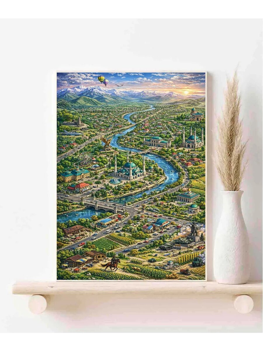 Урус-Мартан, Россия, Fantasy Map, Карта, Плакат 30x42см